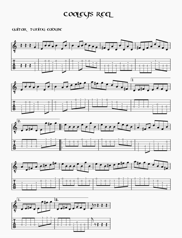 Irish Reel - Gitarre Tabs